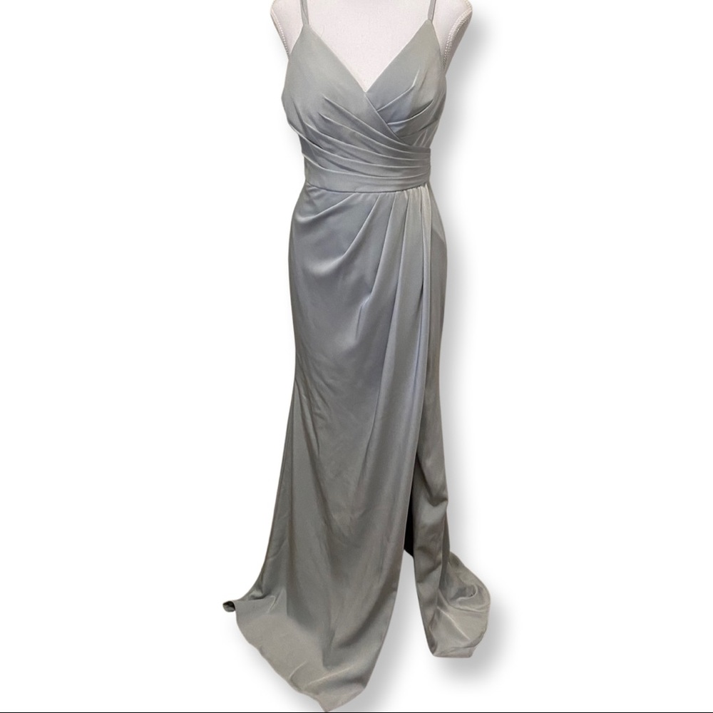 Light Grey Formal Dress With High Slit - Gem
